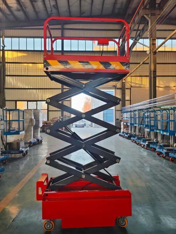 Manual Moving Battery Lift Up And Down Scissor Aerial Work Platform