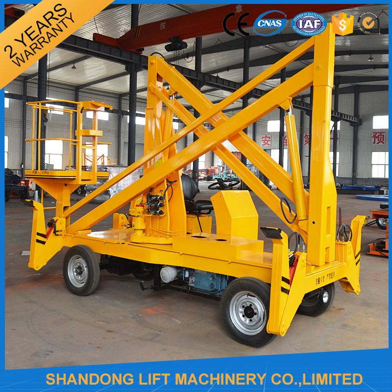Work Platform Trailer Mounted Boom Lift , 15m 200kgs Automatic Mobile ...