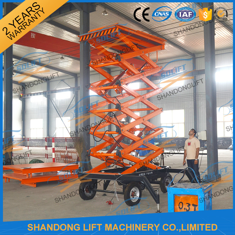 300kg 500kg Towed Mobile Mobile Platform Lift Electric Hydraulic 12m ...