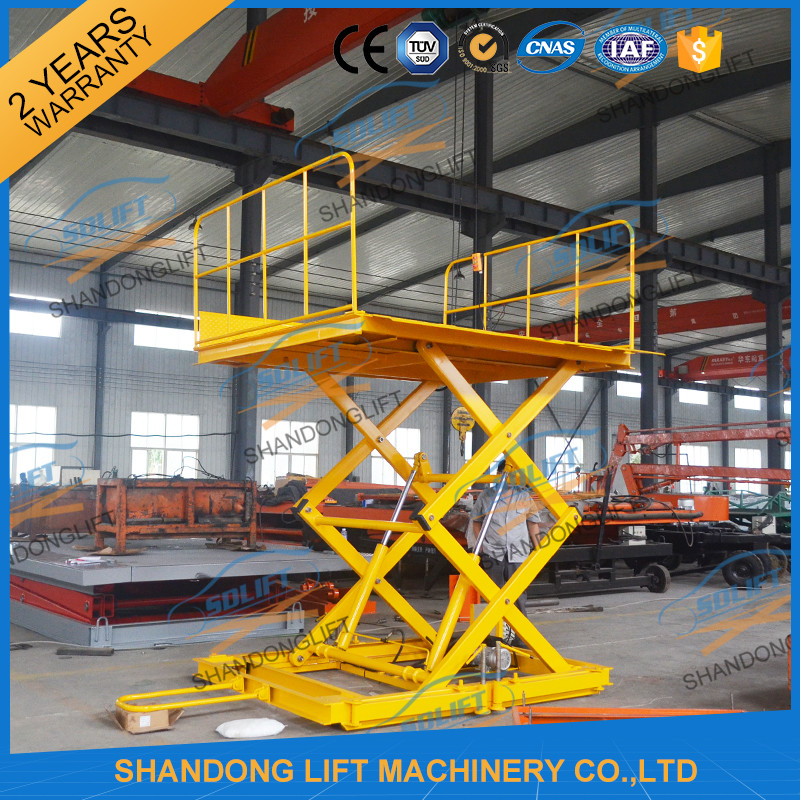 600KGS 2M Warehouse Hydraulic Cargo Scissor Lift with Movable Wheels