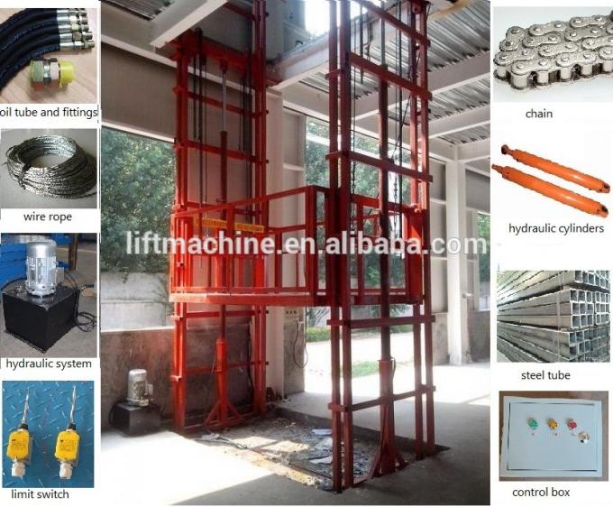 1.5 tons 5 m Hydraulic Outside Guide Rail Vertical Cargo Lift for ...