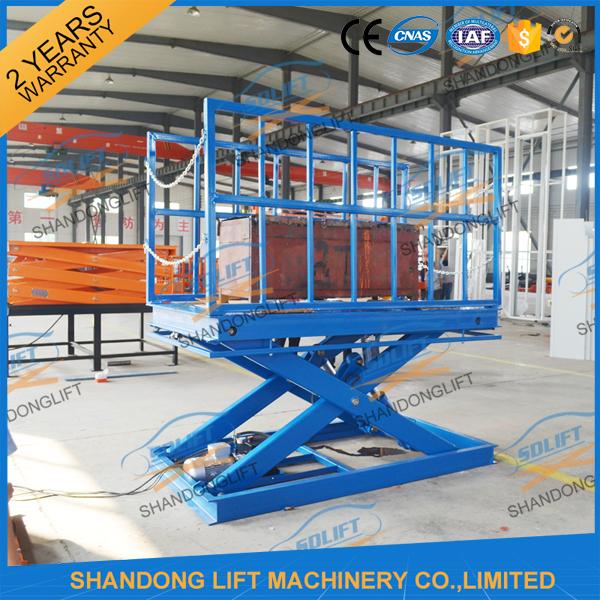 2T Warehouse Cargo Stationary Hydraulic Scissor Lift with Safe Sensor ...