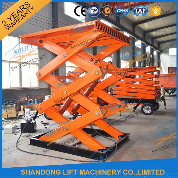 Scissor Hydraulic Lift Platform , 2T 5.5M High Rising Material Handling ...